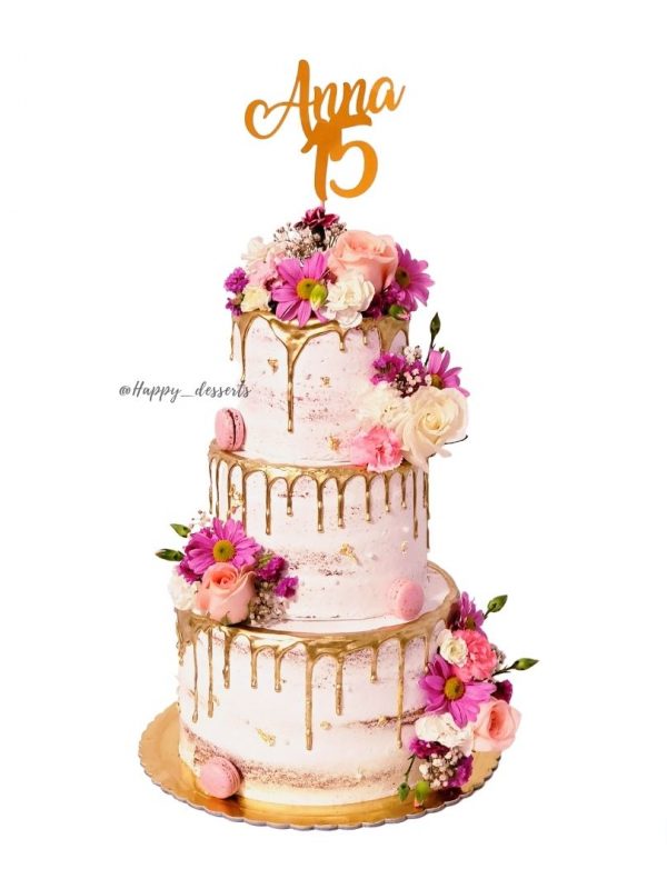 Naked cake con flores naturales - HAPPY DESSERT