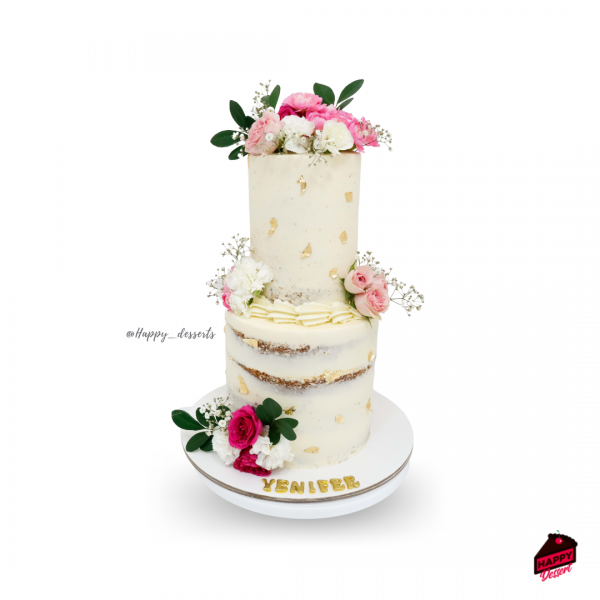 Naked Cake con flores naturales - HAPPY DESSERT