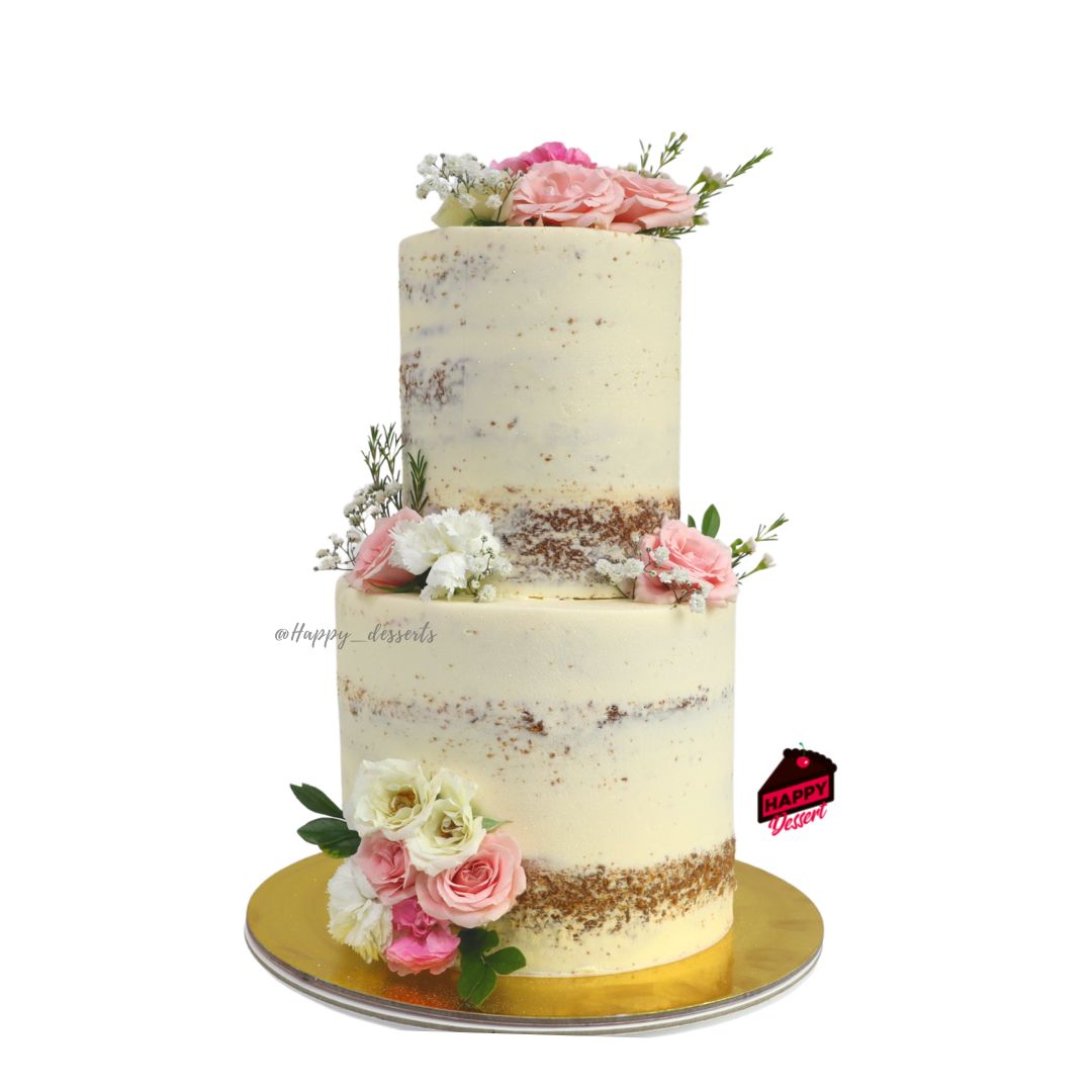 Naked Cake Con Flores Naturales - HAPPY DESSERT