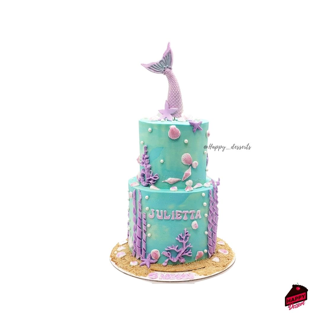 Pastel de sirena - 2 pisos - HAPPY DESSERT Pastel de sirena - 2 pisos