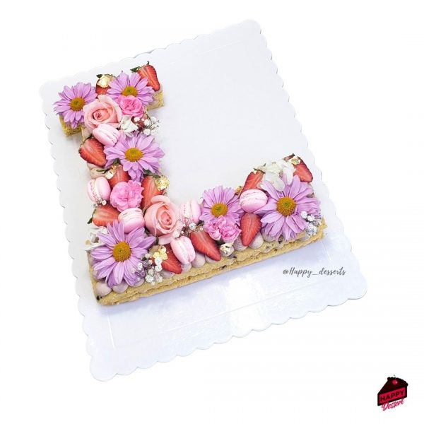 Letter Cake con Flores | L - HAPPY DESSERT