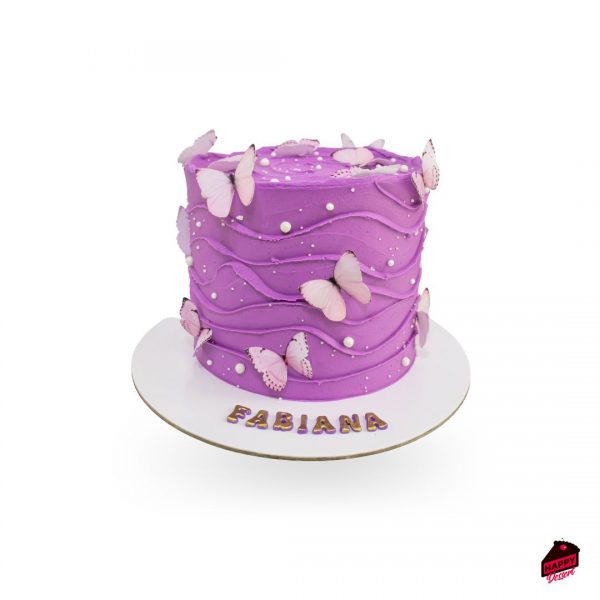 Pastel Morado con Mariposas - HAPPY DESSERT